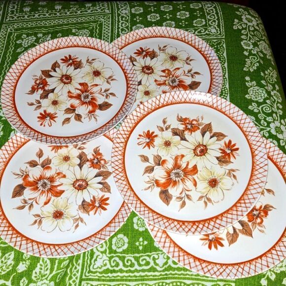 Vintage | Dining | 7s Vintage Floral Print Dinner Plates Set | Poshmark